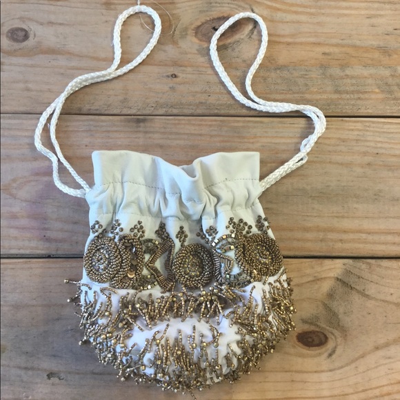 Free People | Bags | New Free People White Embellished Beaded Pouch Bag ...